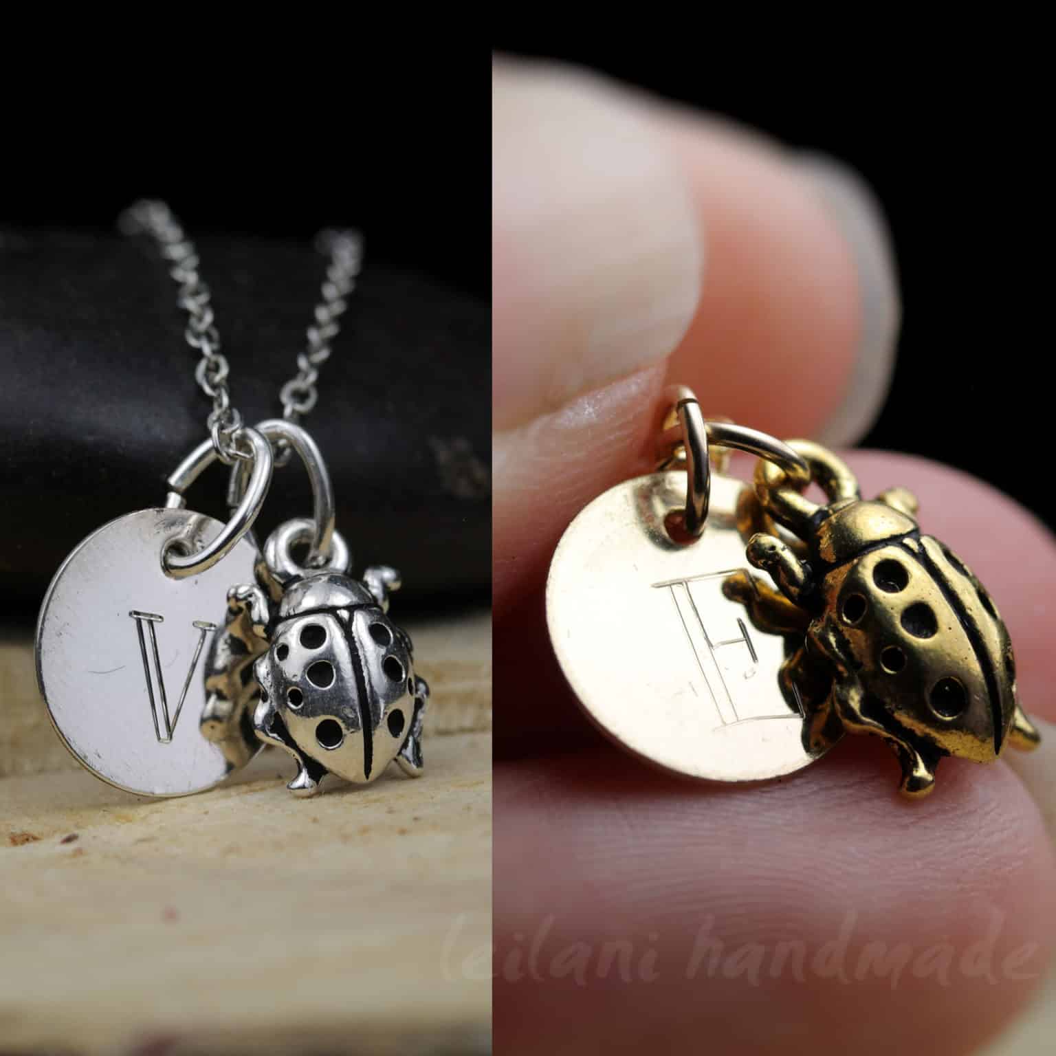 Gold Enameled Ladybug Keychain - Handmade with Love - leilani handmade